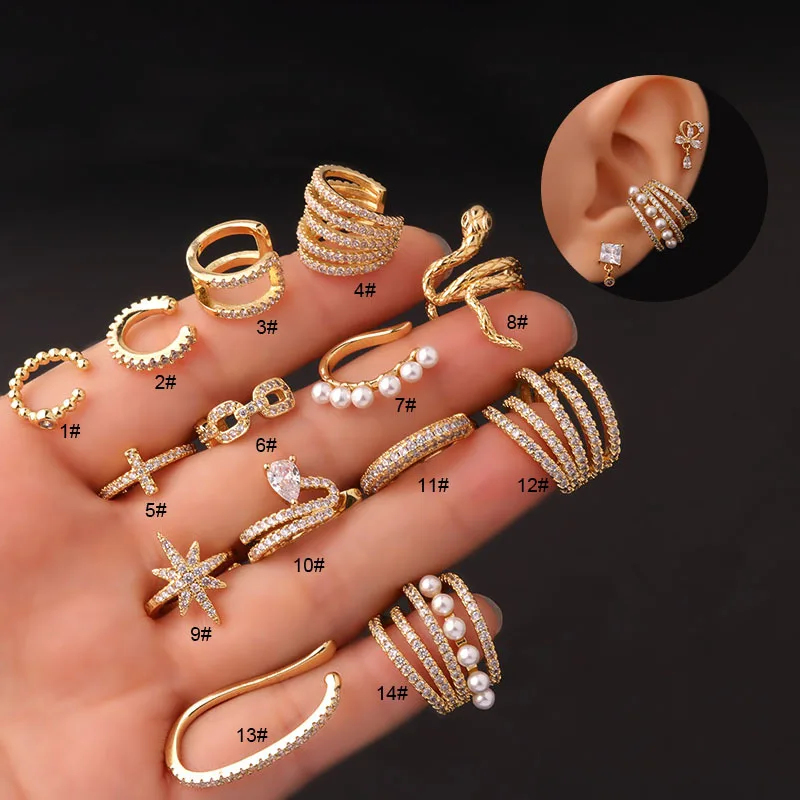 Pendientes-de-perlas-de-acero-inoxidable-para-mujer-Piercing-falso-Clip ...