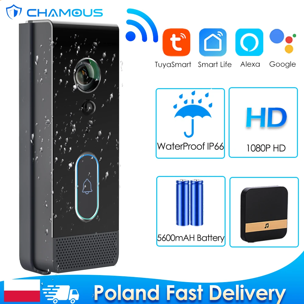 Tuya Video Doorbell WiFi Outdoor Door Bell Waterproof IP65 Battery ...