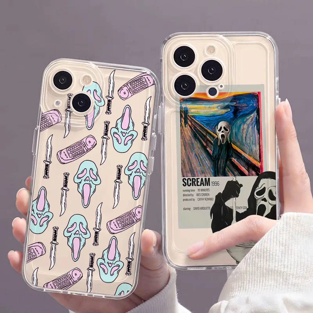 Scary Scream Ghost Phone Case for iPhone 16 15 14 Plus 13 12 Mini 11 ...