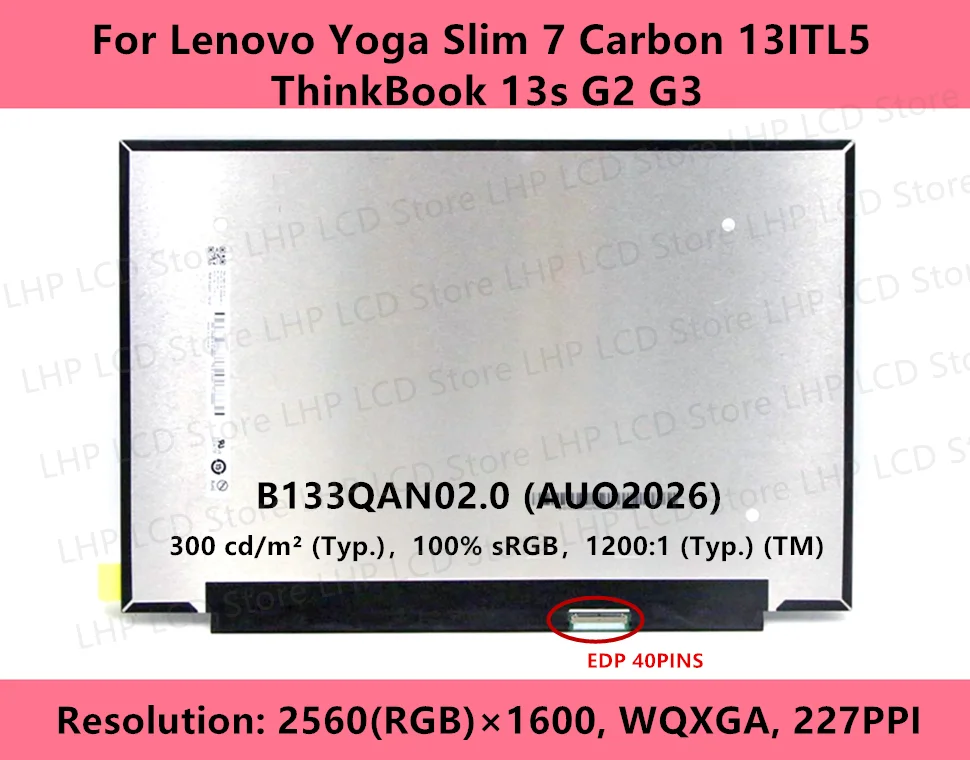 13.3" Ips Laptop Lcd Screen B133qan02.0 N133gca-gq1 For Lenovo Yoga ...