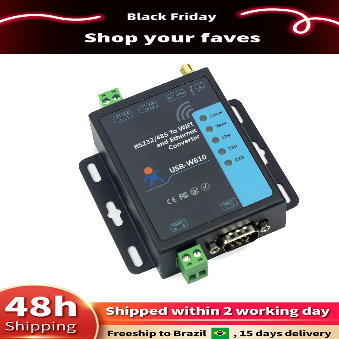 Modbus Gateway RS232 RS485 Serial para Conversor WiFi, USR-W610 ...