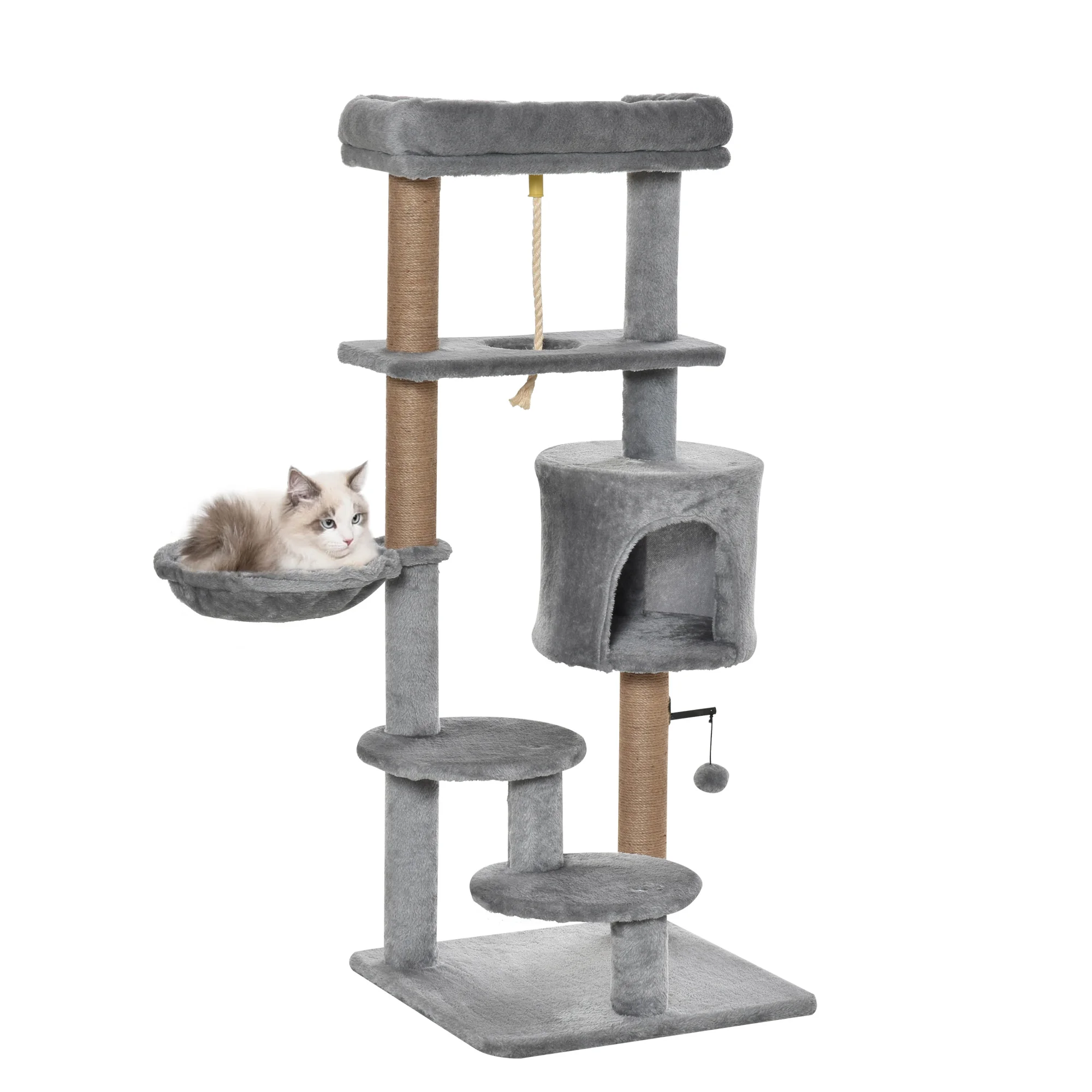 PawHut-tree-cat-scraper-height-120-cm-cat-tower-with-platforms-cave ...