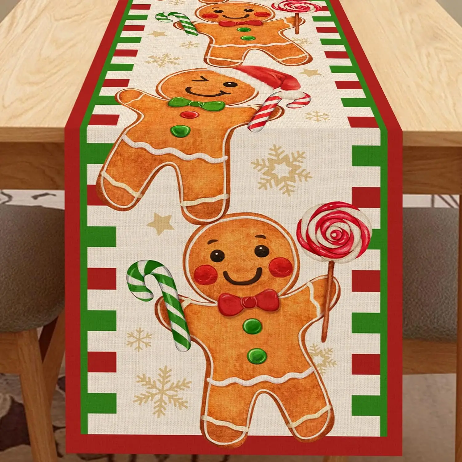Christmas-Gingerbread-Man-Linen-Table-Runners-Party-Table-Decor-Winter ...
