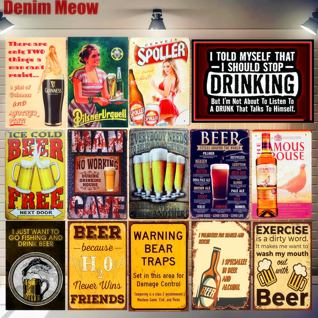 Free ICE Cold BEER Vintage Metal Tin Signs Home Bar PUB Decor Club ...