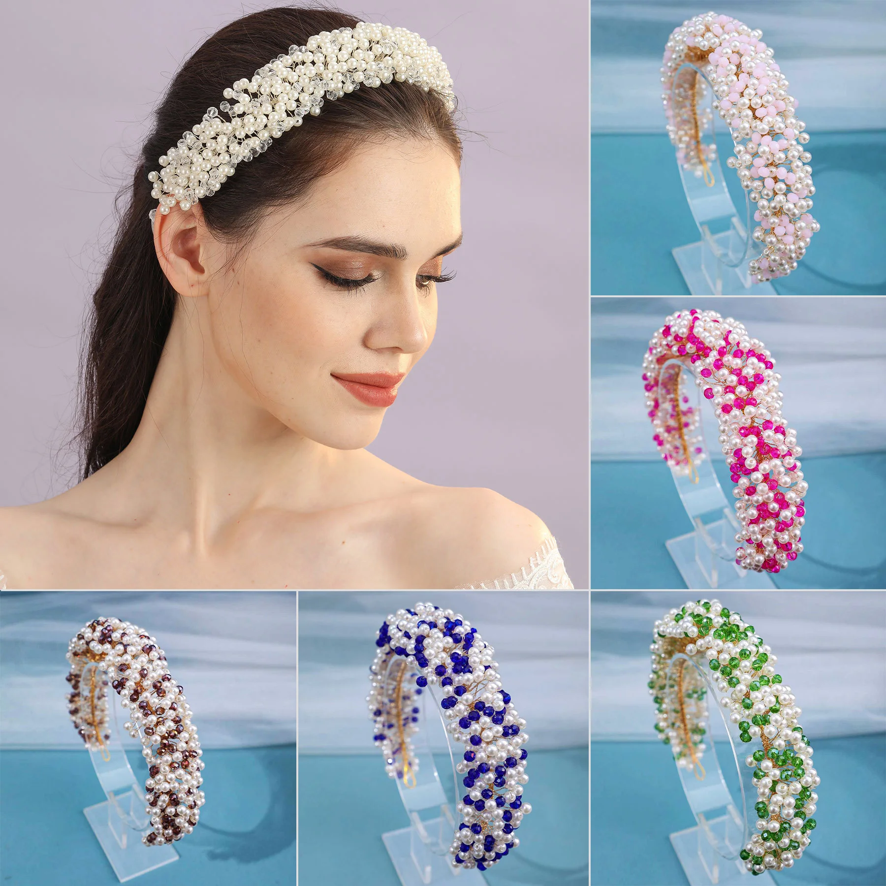 10-colors-Luxury-Full-Pearls-Crystal-Headbands-For-Bride-Women-Tiaras ...