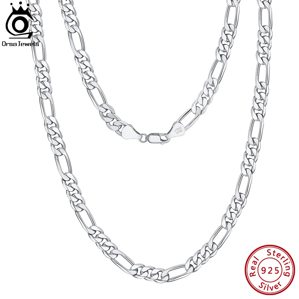 925 Sterling Silver Figaro Necklace Men | Sterling Silver 925 Figaro ...