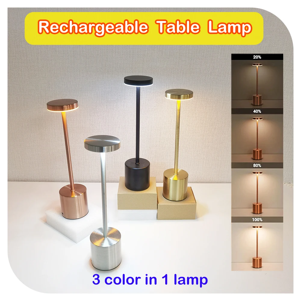 Rechargeable Led Night Light 3 Color Touch Table Lamp Creative Bedside ...