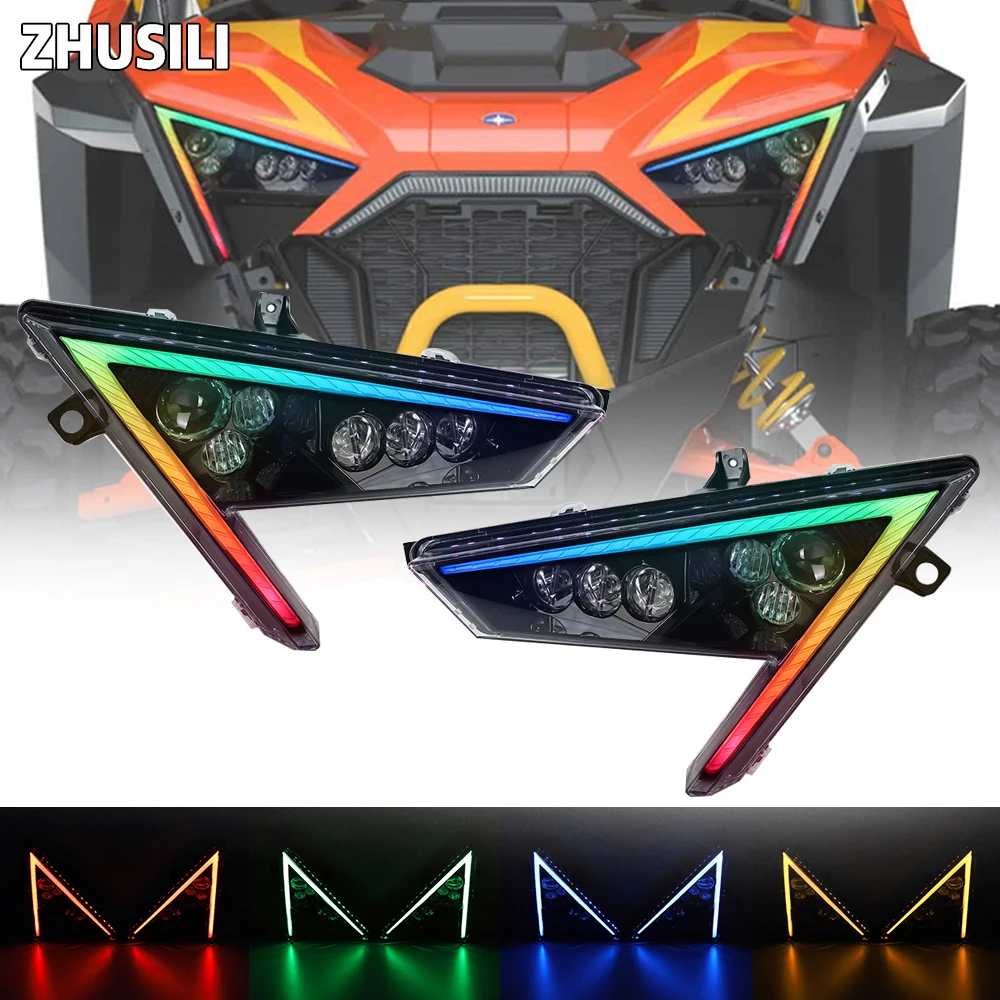 2x-LED-RGB-Headlights-For-Polaris-RZR-Pro-XP-2020-2021-ATV-UTV-Daytime ...