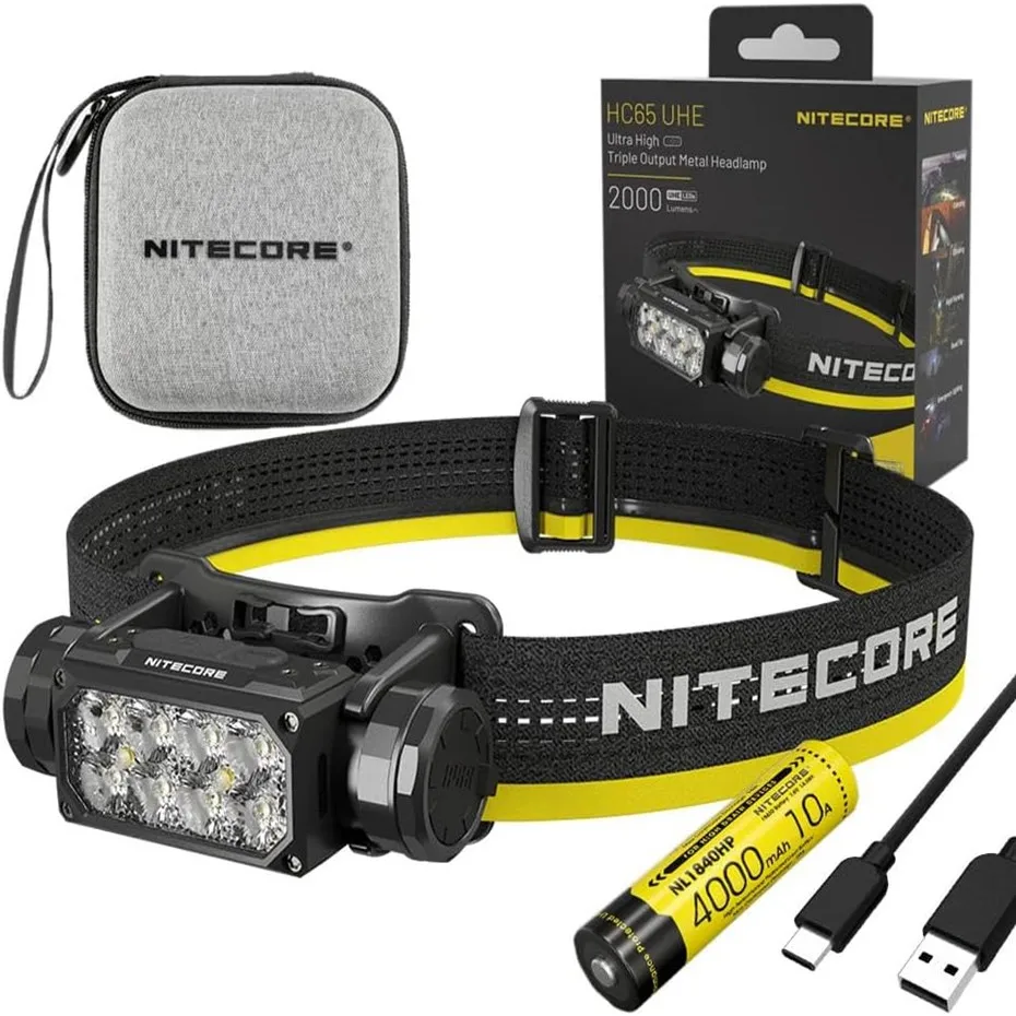 NITECORE-HC65-UHE-Headlamp-2000-Lumens-USB-C-Rechargeable-Lamp-Triple ...