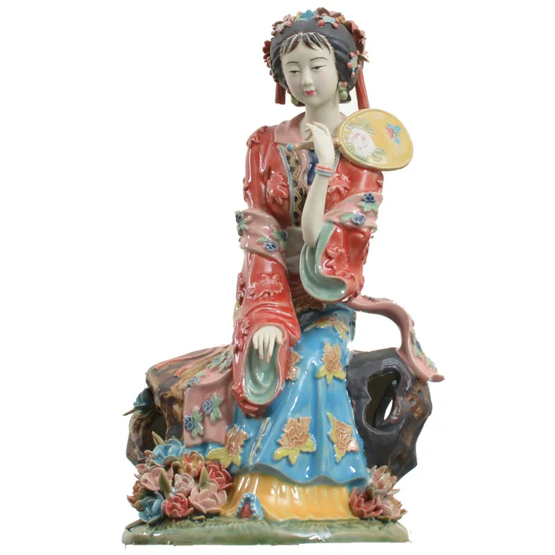Chinês jinling doze shi xiangyun estátua cerâmica antiguidade figura ...