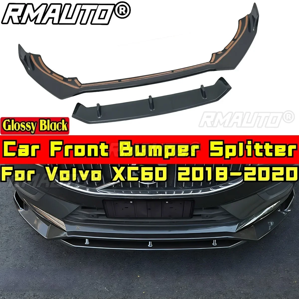 XC60-Body-Kit-Front-Bumper-Splitter-Glossy-Black-Sport-Style-Front ...