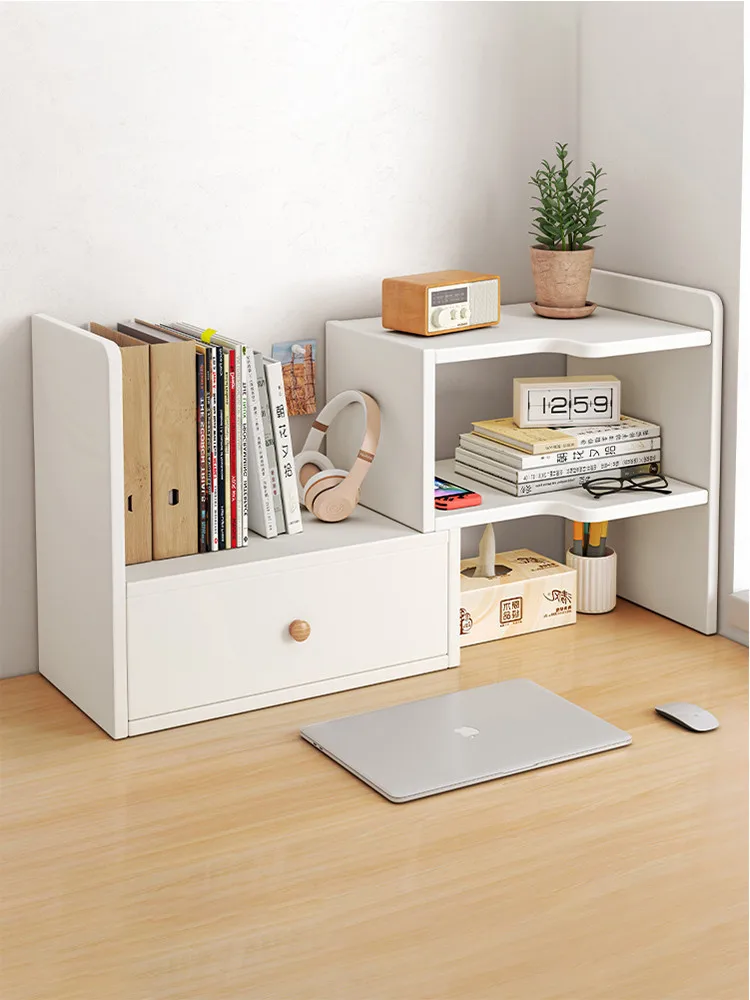 Solid Wood Desk Bookshelf Desk Storage Shelf Dormitory Multi layer ...