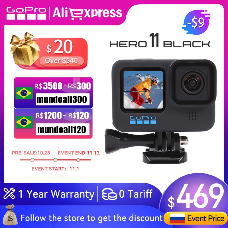 GoPro Hero 11 Black Sports Camera Motorcycle Helmet Waterproof Diving ...