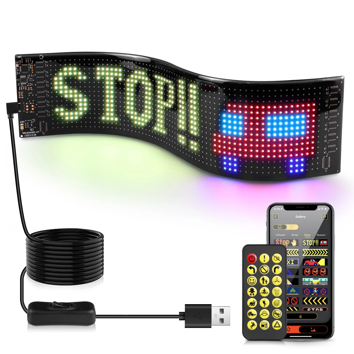 5V-USB-Power-Smart-Bluetooth-LED-Matrix-Pixel-Scrolling-Display-Panel ...