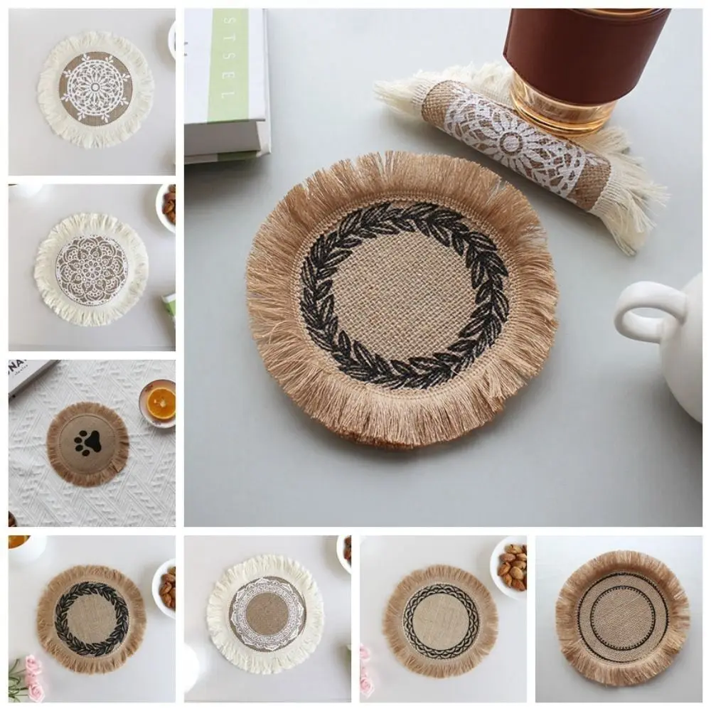 Jute-Jute-Absorbent-Coasters-New-Cotton-Embroidery-Woven-Placemat-Round ...