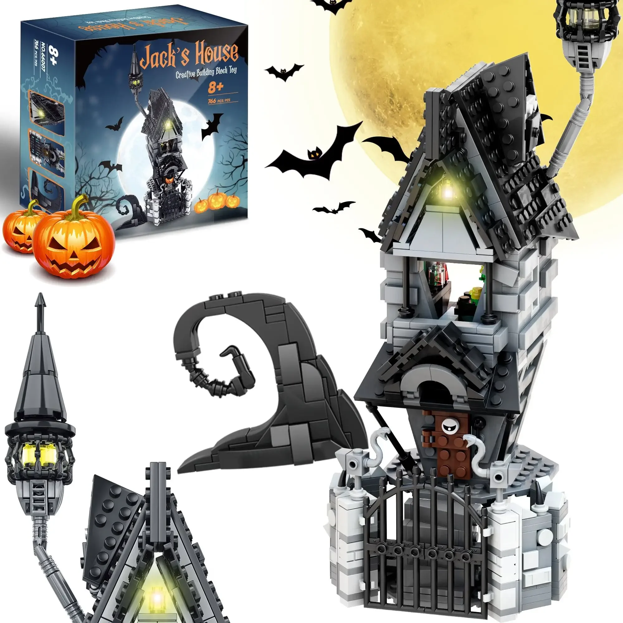MOC House-Nightmareal Before Building Blocks Set Ghost Skeleton Hut DIY ...