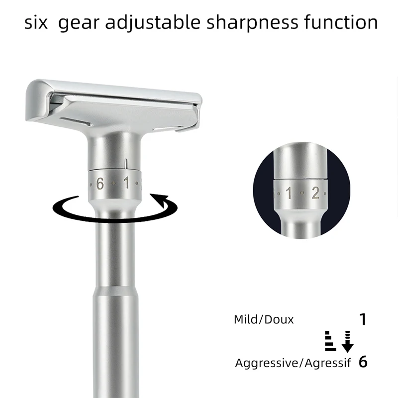Adjustable-Safety-Razor-Double-Edge-Classic-Mens-Shaving-Mild-to ...