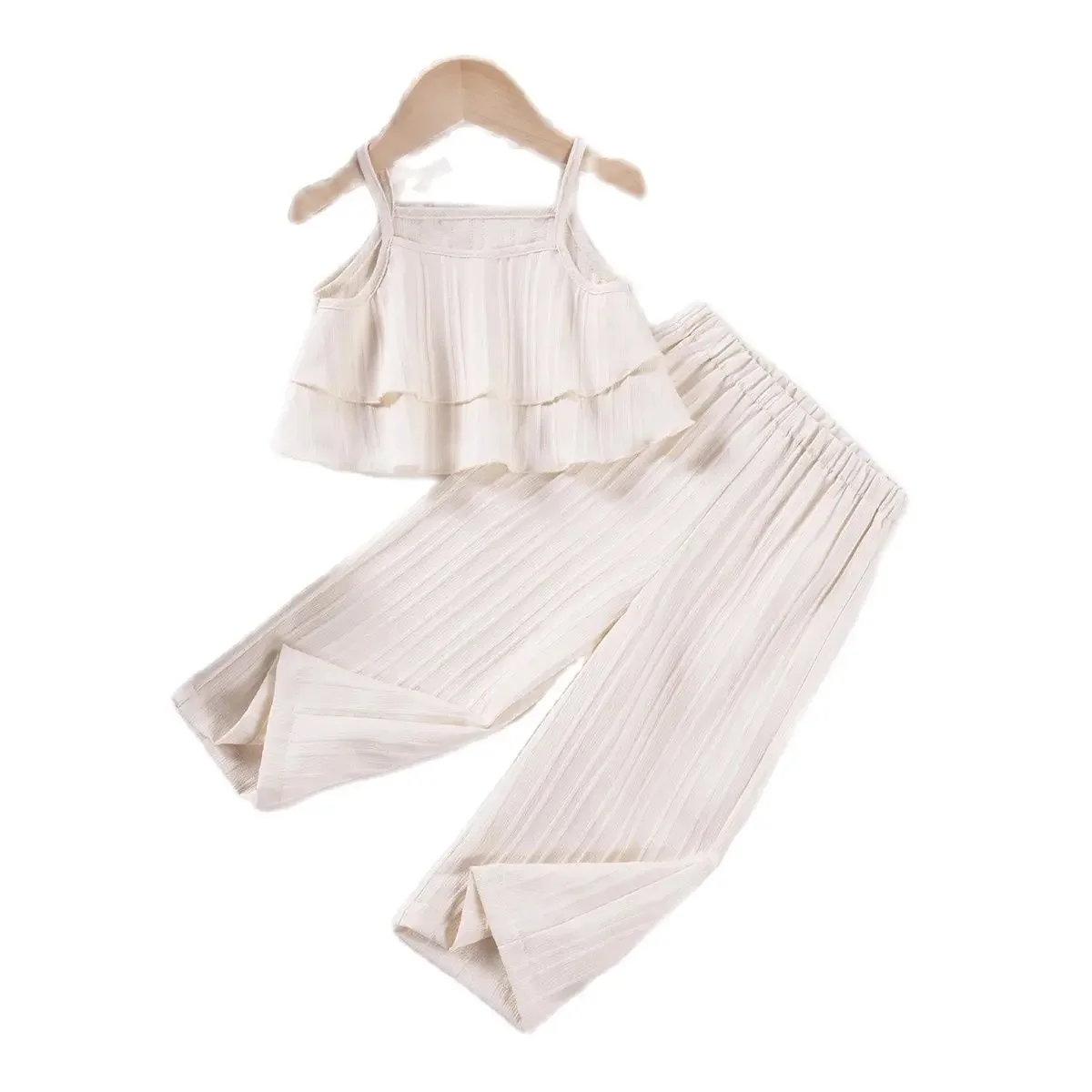 Cute Princess Style Casual Fashion Set Solid Color Summer Girls' Sling ...