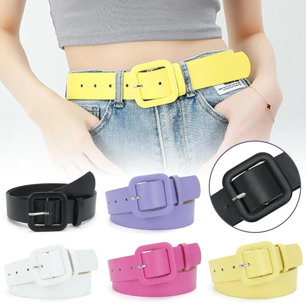 Womens-Wide-Cinch-Belt-Vintage-Chunky-Square-Belts-Candy-Color-PU ...