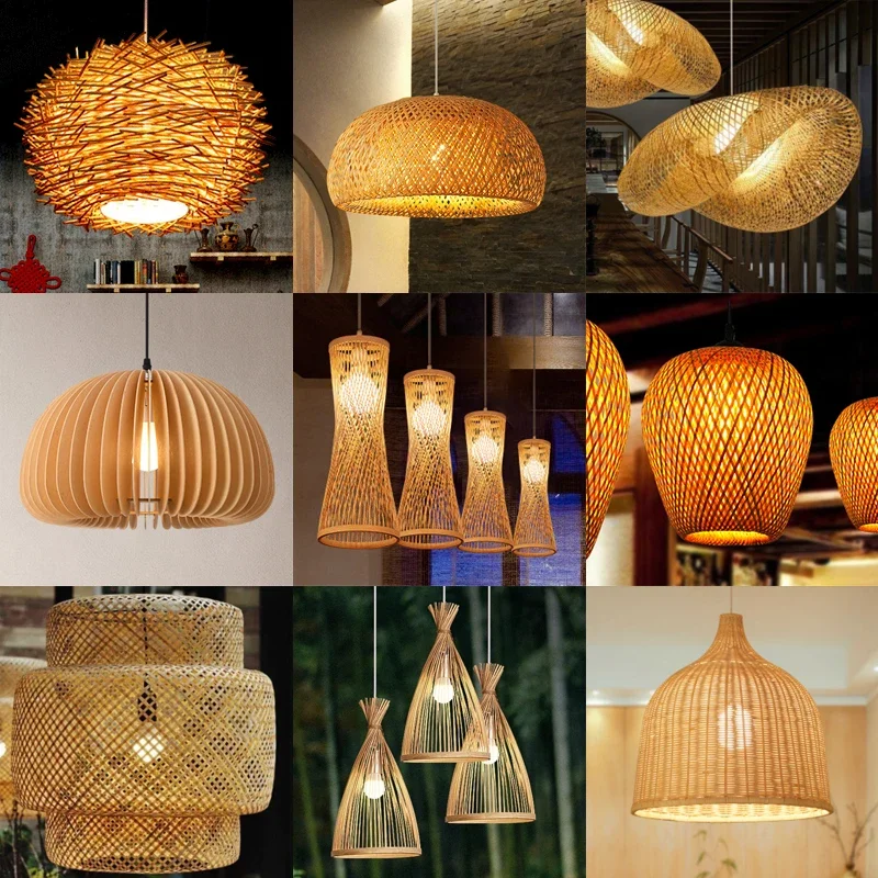 Bamboo-Chandelier-Pendant-Lamp-Hanging-Wood-Ceiling-Light-Decor-LED ...