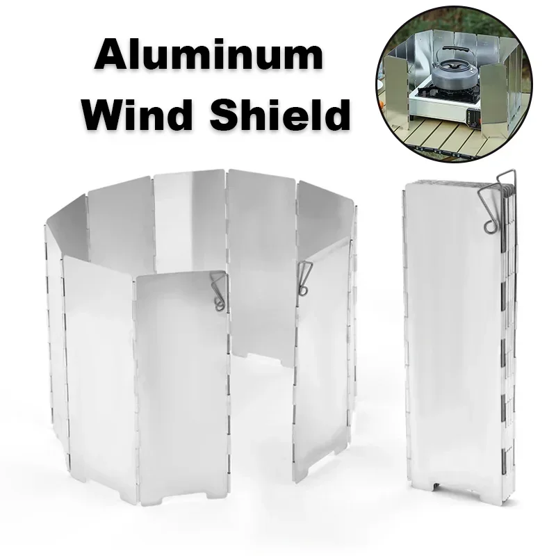 Folding-Gas-Stove-Windshield-Outdoor-Camping-Wind-Shield-Aluminum-Alloy ...