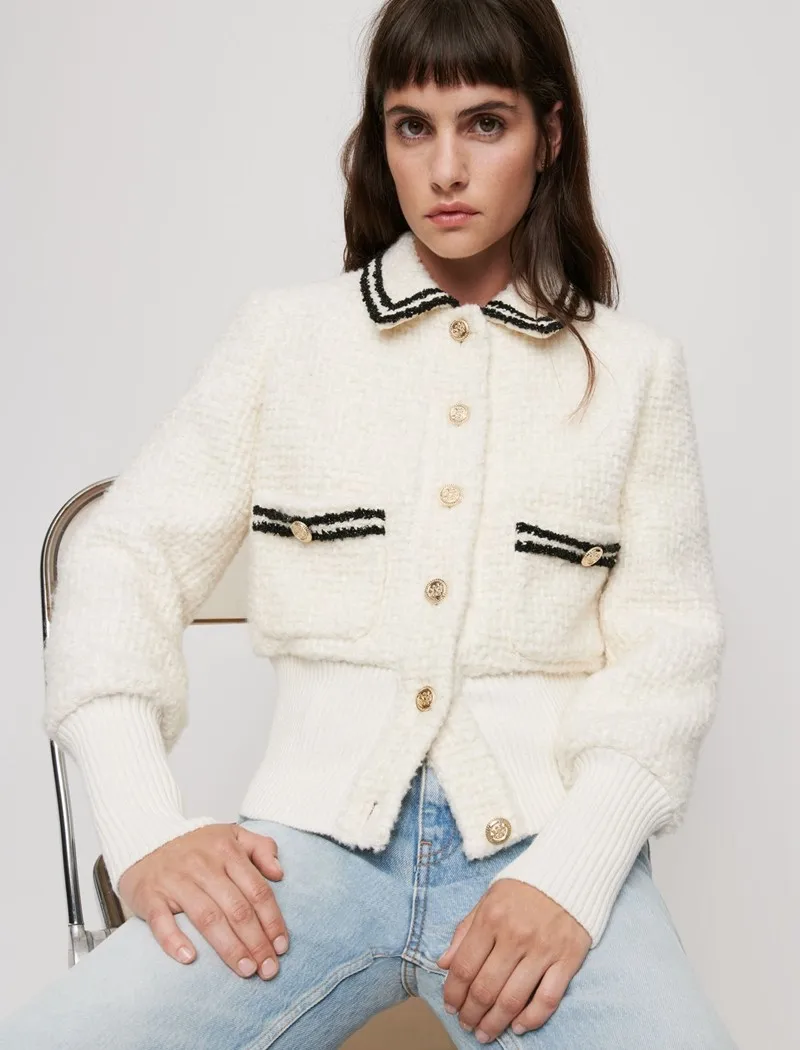 Maje-France-2022-Spring-New-Small-Incense-Wind-Tweed-Jacket-Women-Short ...