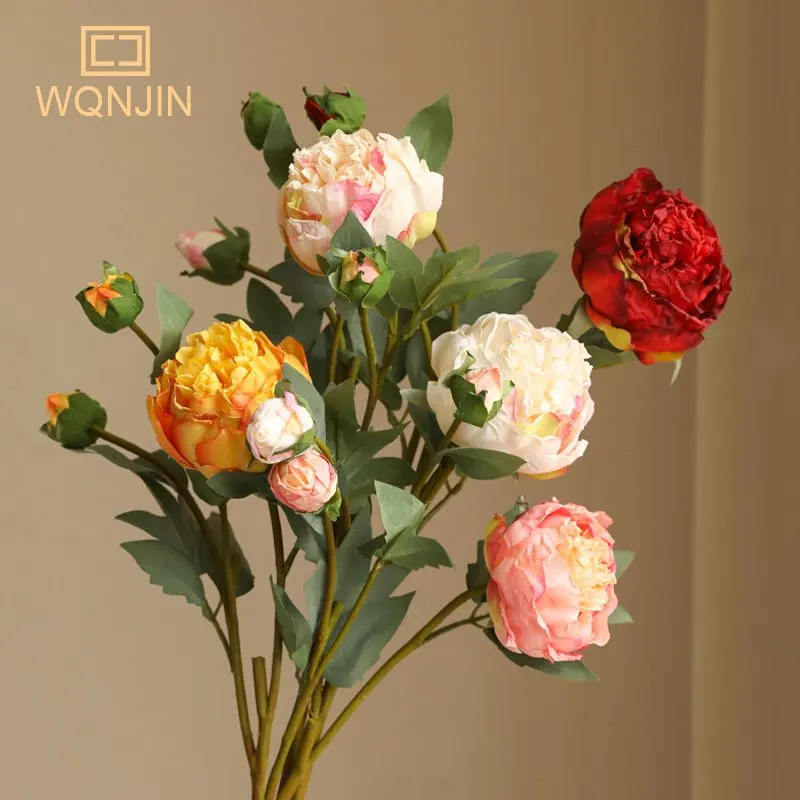 Artificial-Flowers-Single-3-Heads-60cm-Peony-Silk-Bouquet-For-Wedding ...