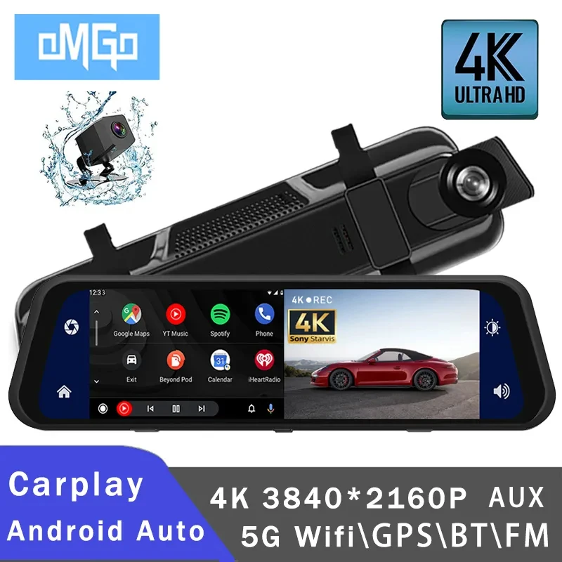 Car-DVR-4K-2160P-Carplay-Android-Auto-5G-WIFI-GPS-Dash-Cam-AUX-FM-Radio ...