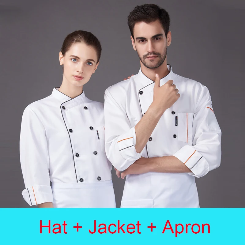 Long Sleeve Cook's Jacket Hotel Female Chef Uniform Restaurant Kitchen ...