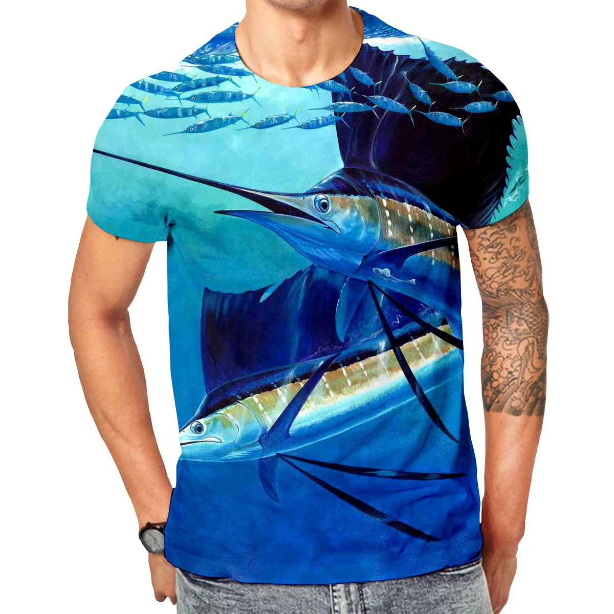 Summer-Fishing-Enthusiasts-3D-Printed-Fish-Pattern-T-shirt-Ferocious ...