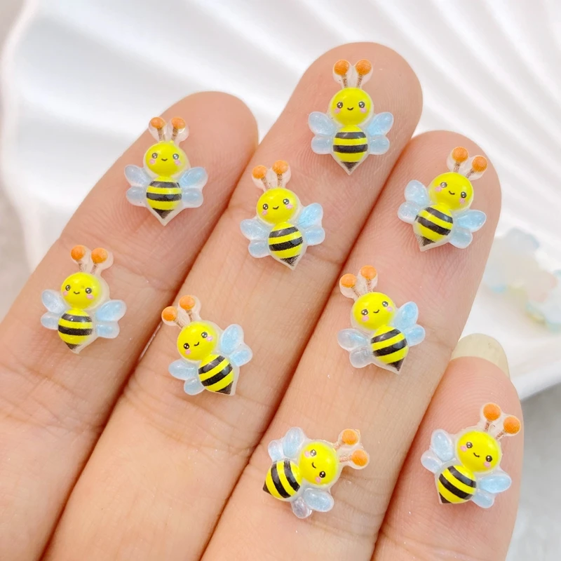 50Pcs-New-Cute-Resin-Cartoon-Mini-Bee-Series-Flat-Back-Parts ...