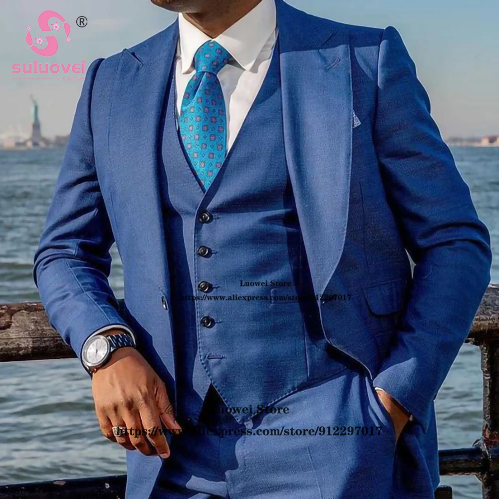 Classic-Slim-Fit-Suits-For-Men-Party-3-Piece-Jacket-Vest-Pants-Set-Male ...