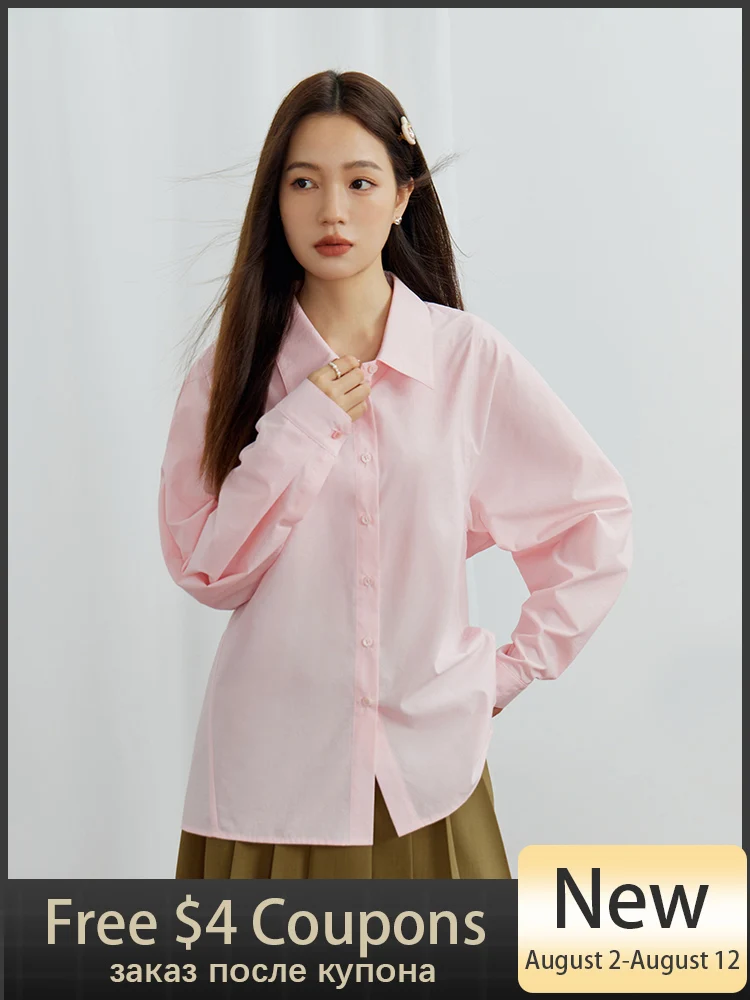 DUSHU-Women-Loose-Straight-Casual-Long-Sleeve-Blouse-Adjusted-Waist-Button-Design-Female-Pink ...