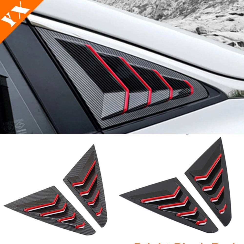 Carbon-Black-Look-Garnish-Car-Shutters-Cover-rear-Window-Louver-Side ...