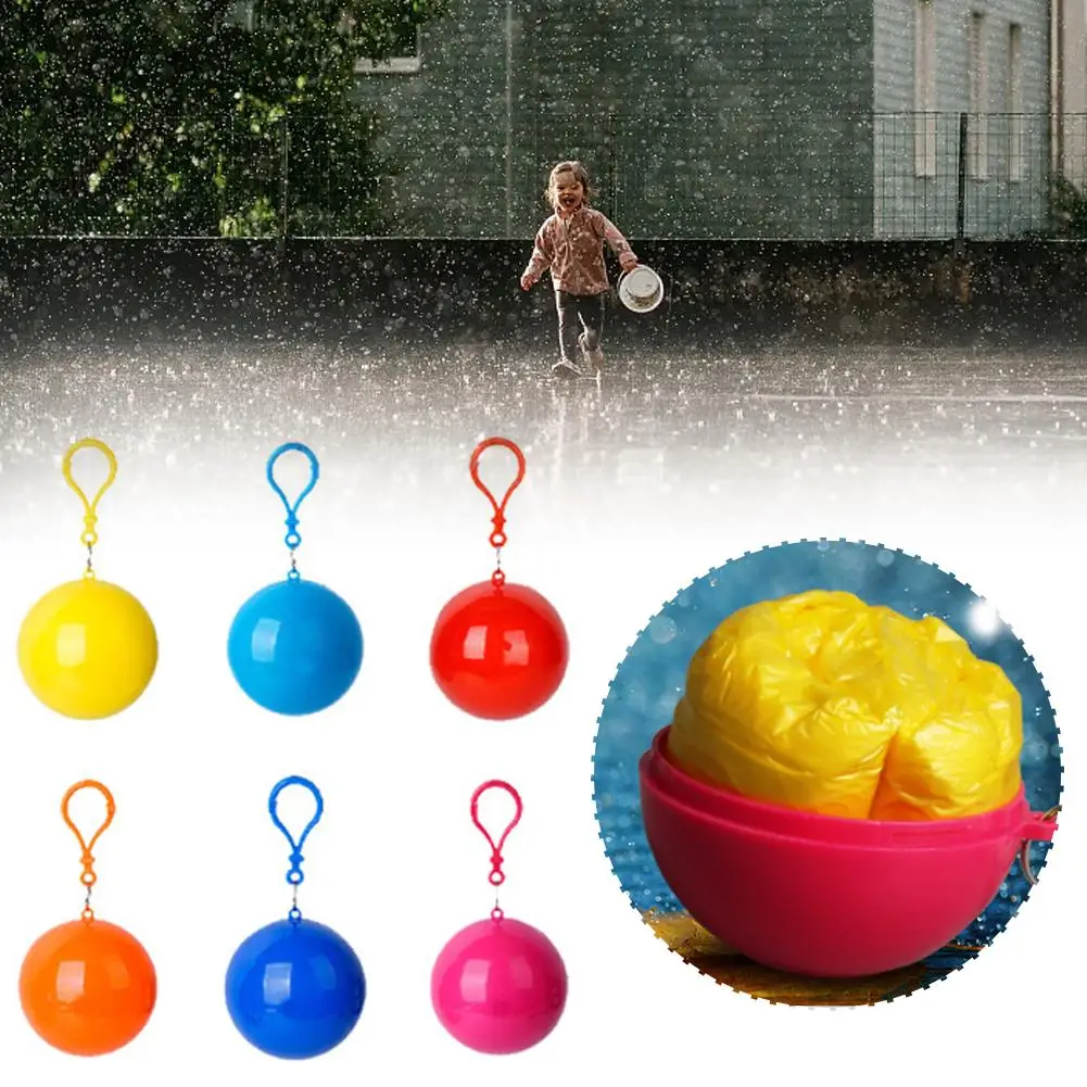 Portable-Raincoat-Colorful-Ball-Rain-Poncho-With-Keychain-Hiking-Ball ...