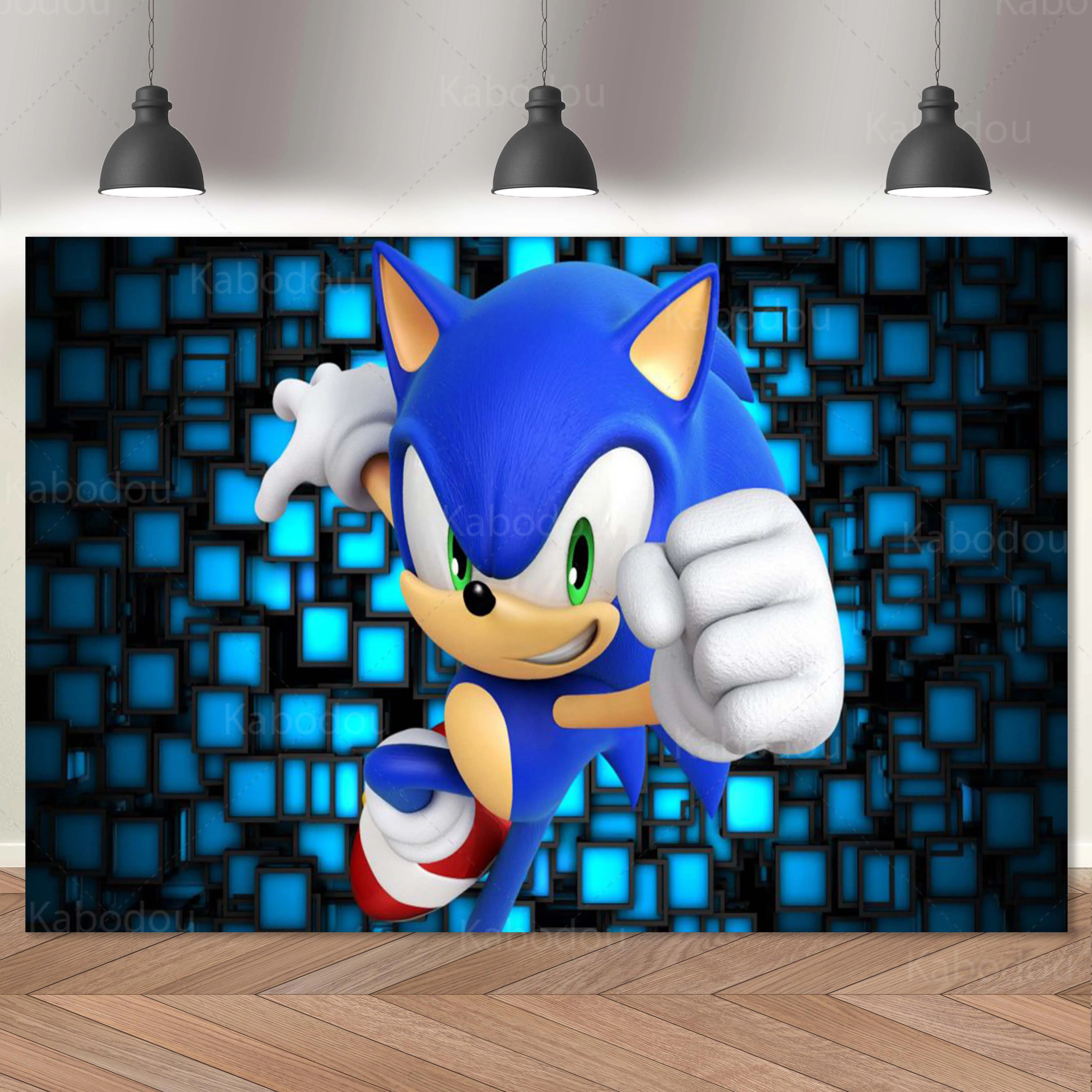 Fondo azul sónico para fiesta de cumpleaños de niños, decoración de ...