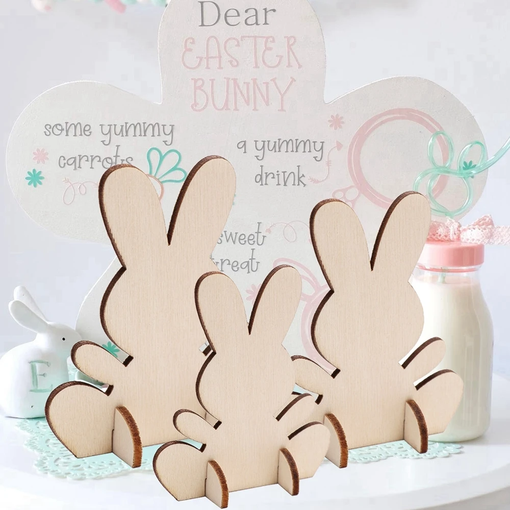 4-10pc-Easter-Wooden-Rabbit-Ornament-DIY-Painting-Rabbit-Crafts-For ...