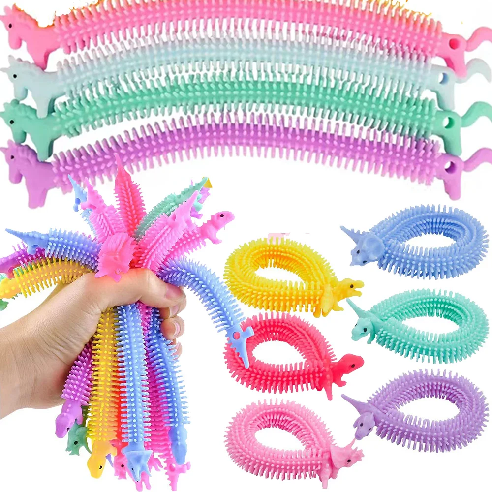 5/10PCS Funny Unicorn Party Favors Pull Worm Stretch String TPR Rope ...