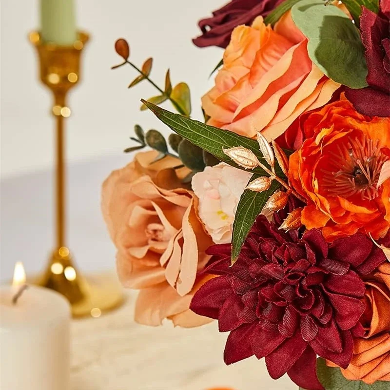 Orange Rose Artificial Flower Combination Box, Bridal Bouquet, Outdoor ...