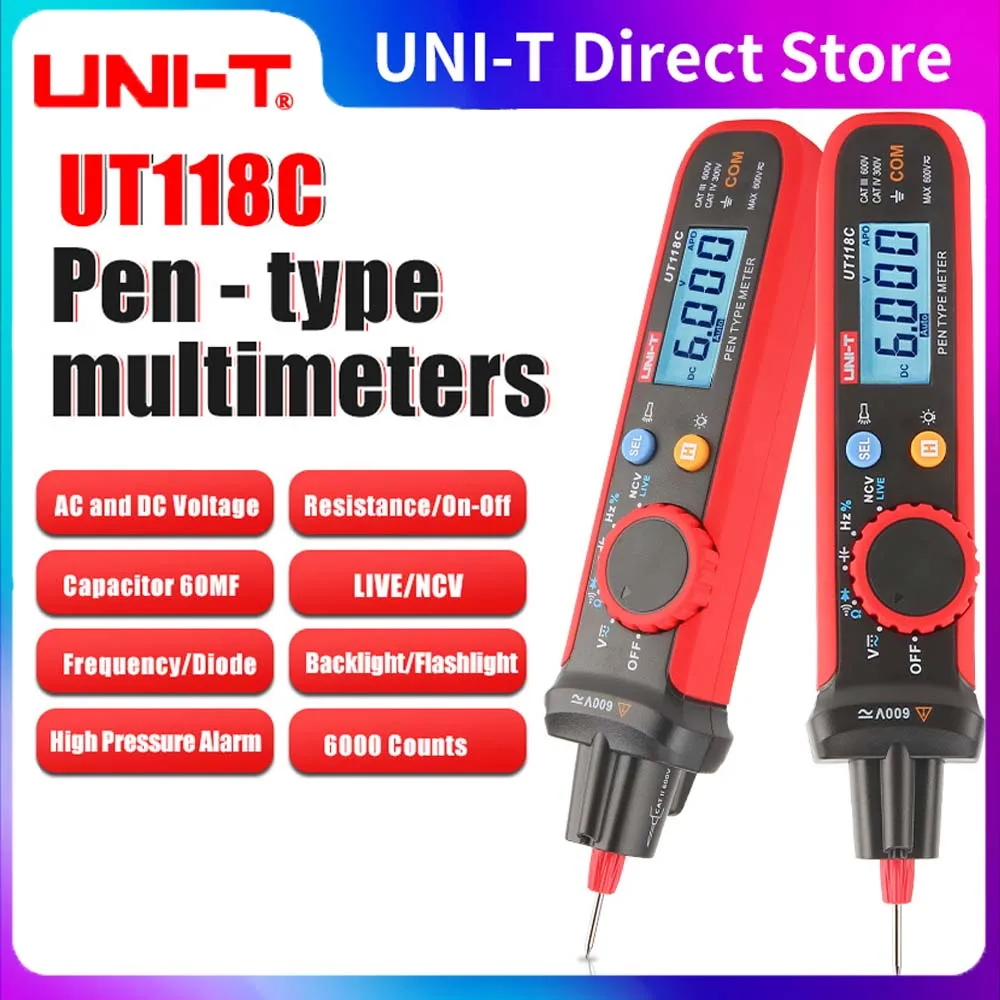 UNI-T-Pen-Type-Digital-automatic-Multimeter-UT118C-600V-DC-AC-Voltmeter ...