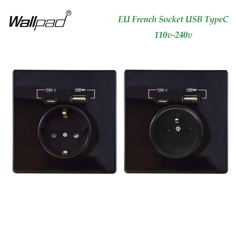EU-French-TypeC-USB-Outlet-Wall-Charger-Wallpad-Acrylic-Glass-Panel ...