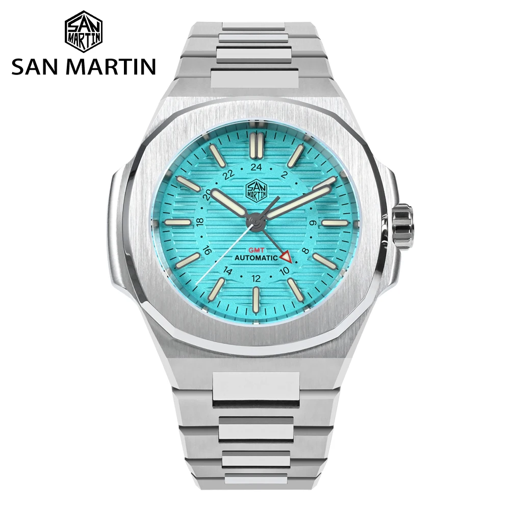San-Martin-Mens-Watch-New-43mm-GMT-Classic-Business-Luxury-Automatic ...