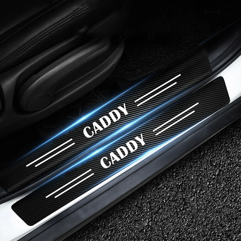 4PCS Car Carbon Fiber Door Sill Guard Sticker For Volkswagen VW Caddy ...