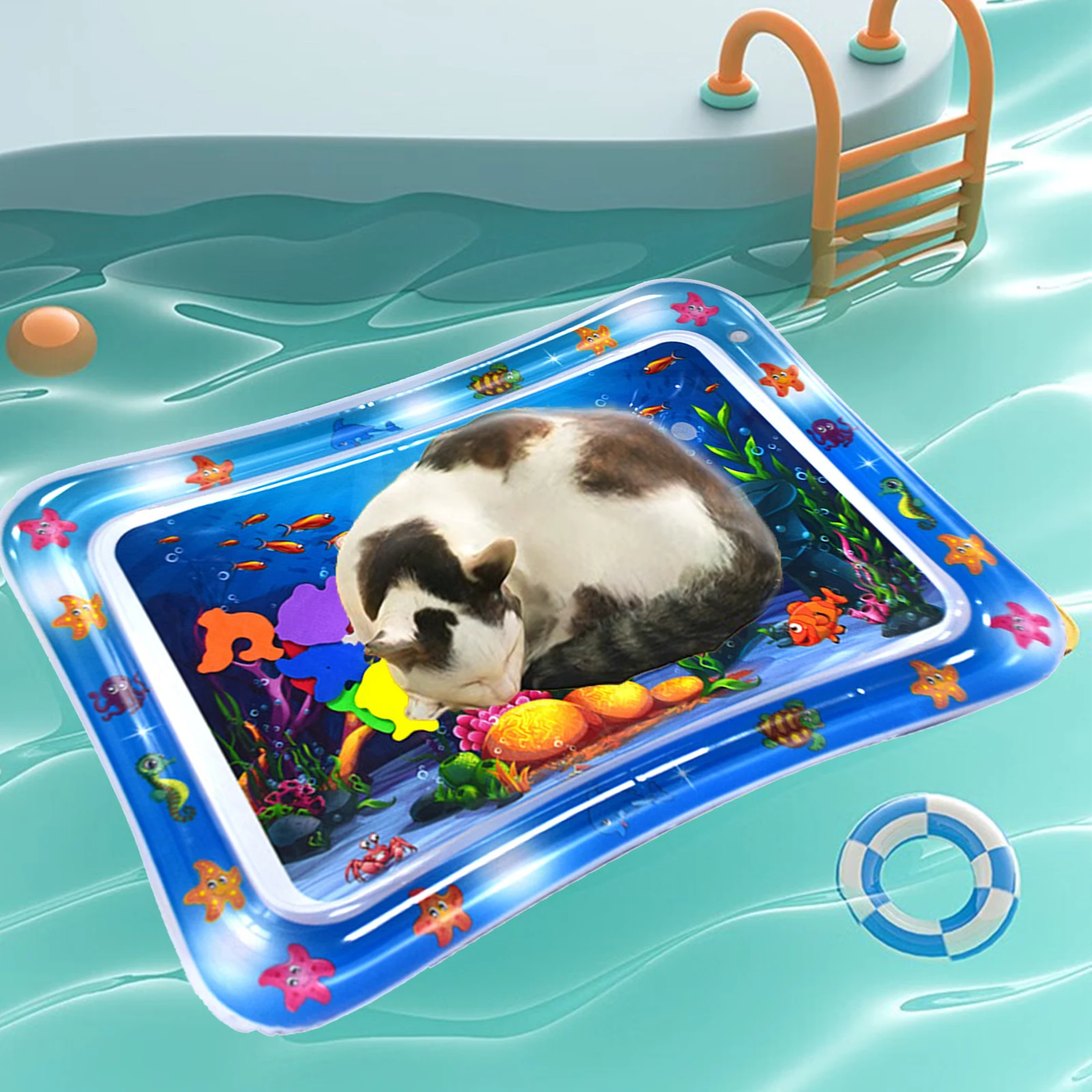 Water-Sensory-Play-Mat-Toy-Thickened-Inflatable-Water-Mat-For-Cat-And ...