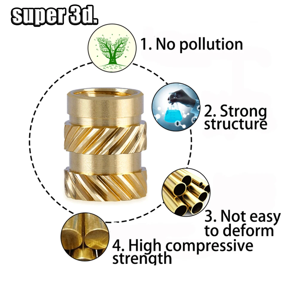 Threaded Inserts M6 20x Wood Furniture M6x13mm Threaded Insert Nuts ...