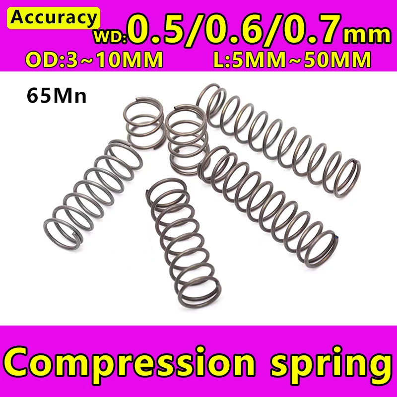 65Mn Wire Diameter 0.5mm 0.6mm 0.7mm Cylidrical Coil Compression Spring ...