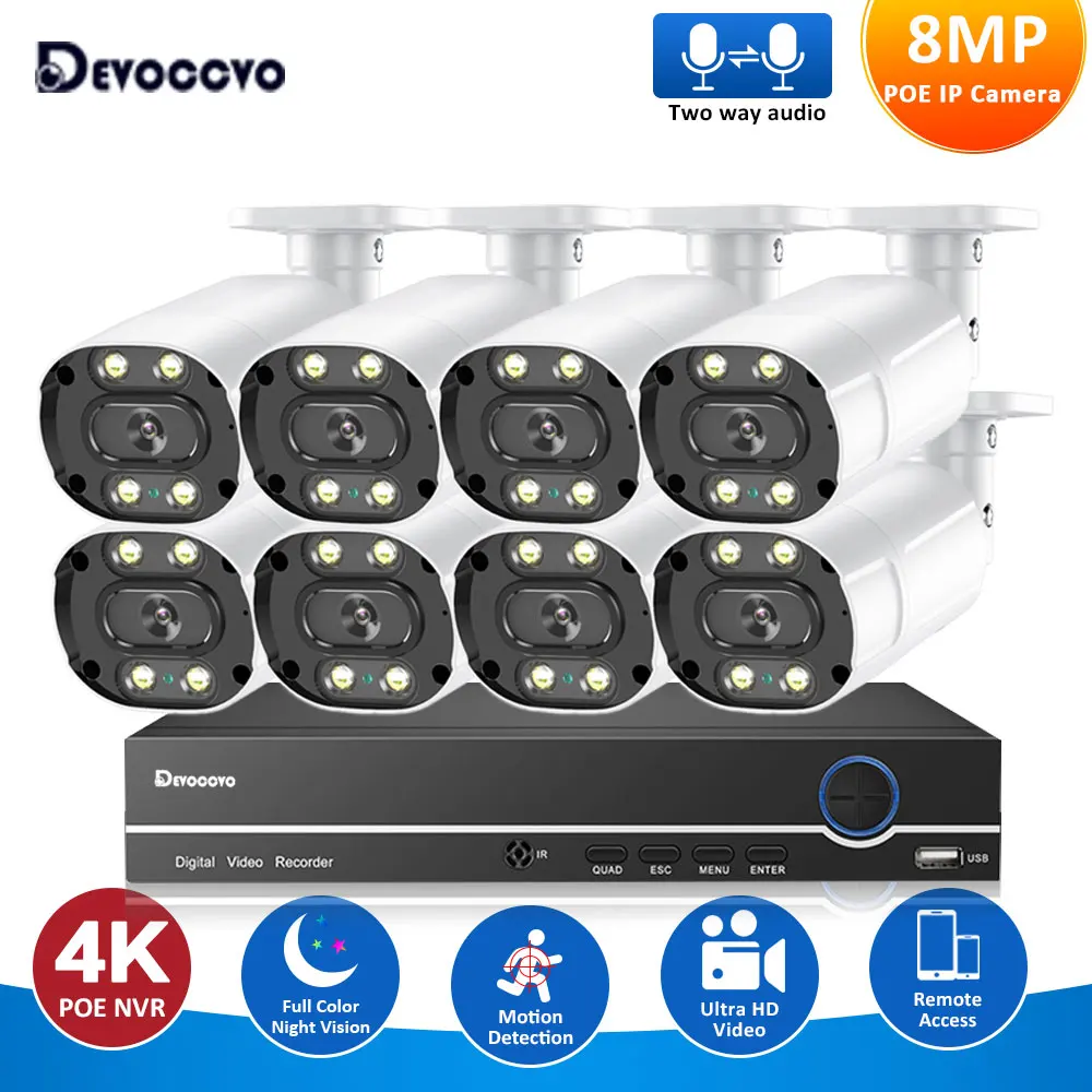 4K-Security-Camera-System-XMEYE-POE-NVR-Kit-8MP-2-way-Audio-Color-Night ...