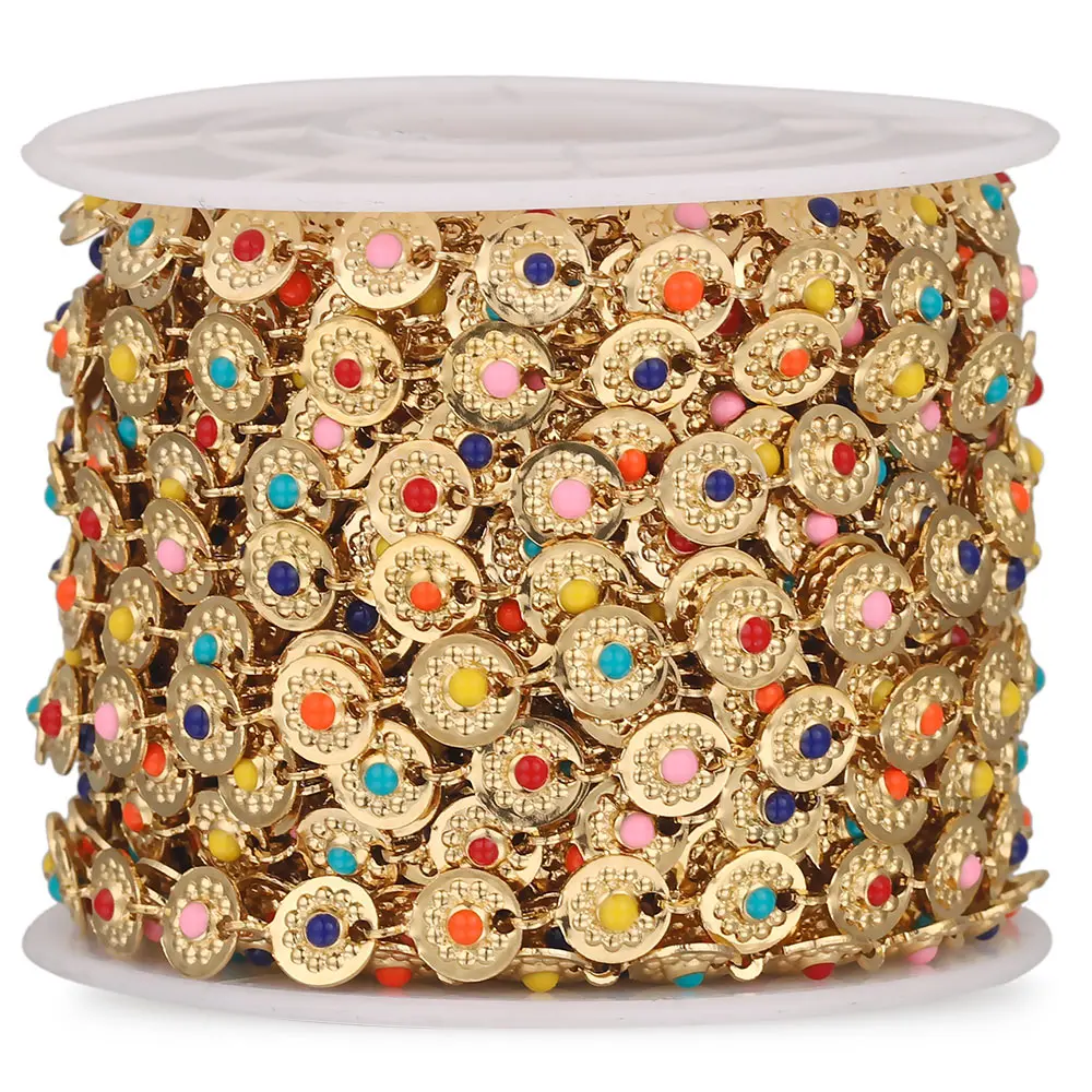1M-Width6mm-Stainless-Steel-Chain-Disc-Roung-Gold-Plated-Enamel-Chains ...