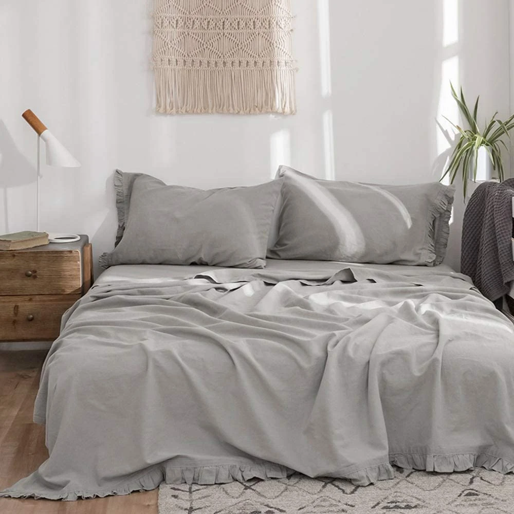 Simple&Opulence Belgian Linen Sheet Set 3/4 Pcs Basic Style with ...