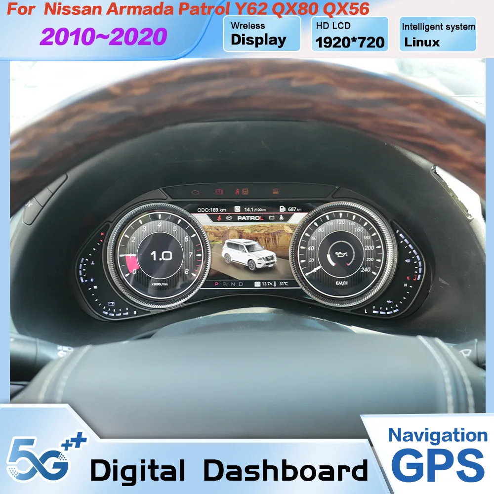 For-Nissan-Armada-Patrol-Y62-QX80-QX56-2010-2020-Car-LCD-Digital ...